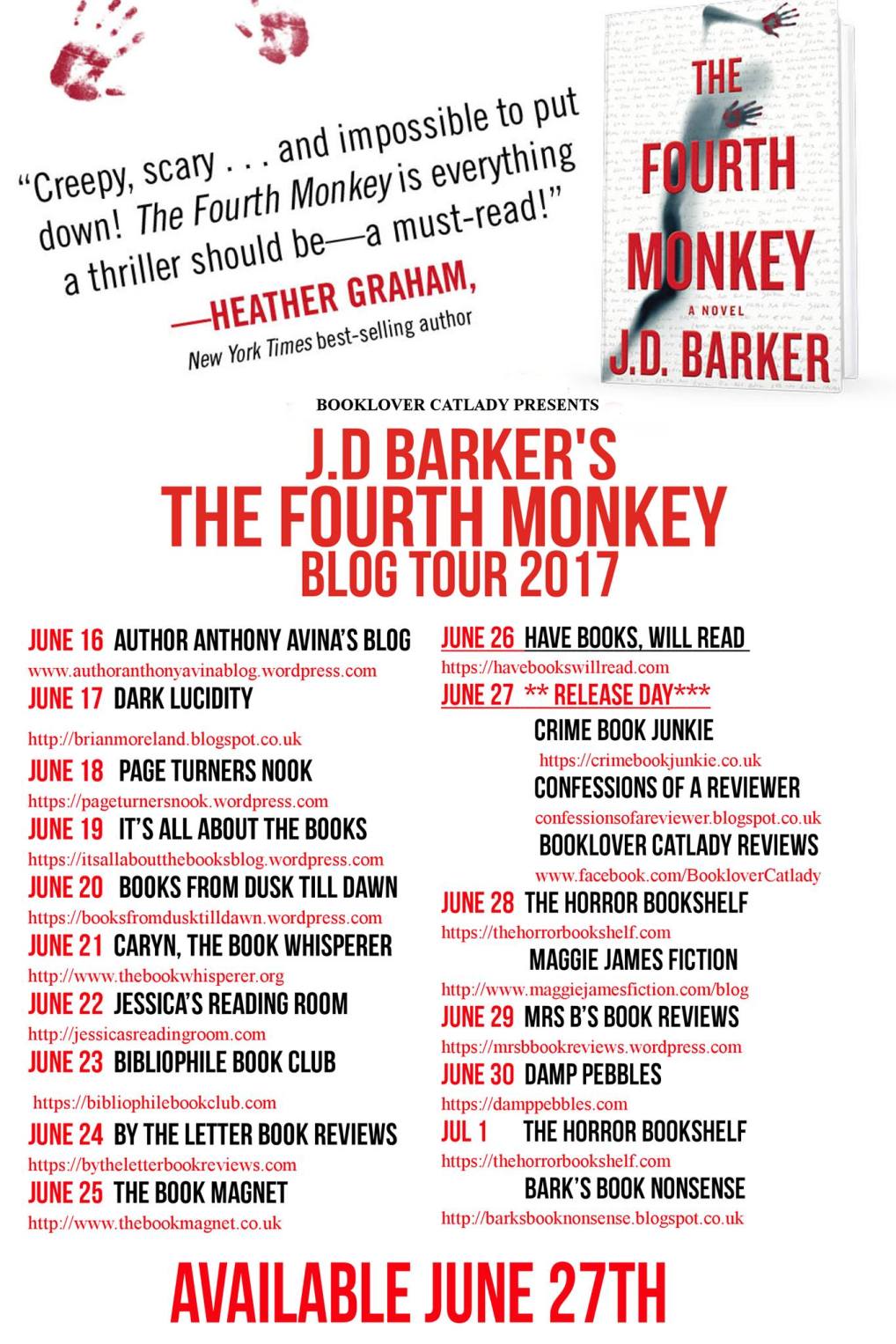 #BlogTour | #BookReview: The Fourth Monkey by J.D. Barker (@jdbarker ...